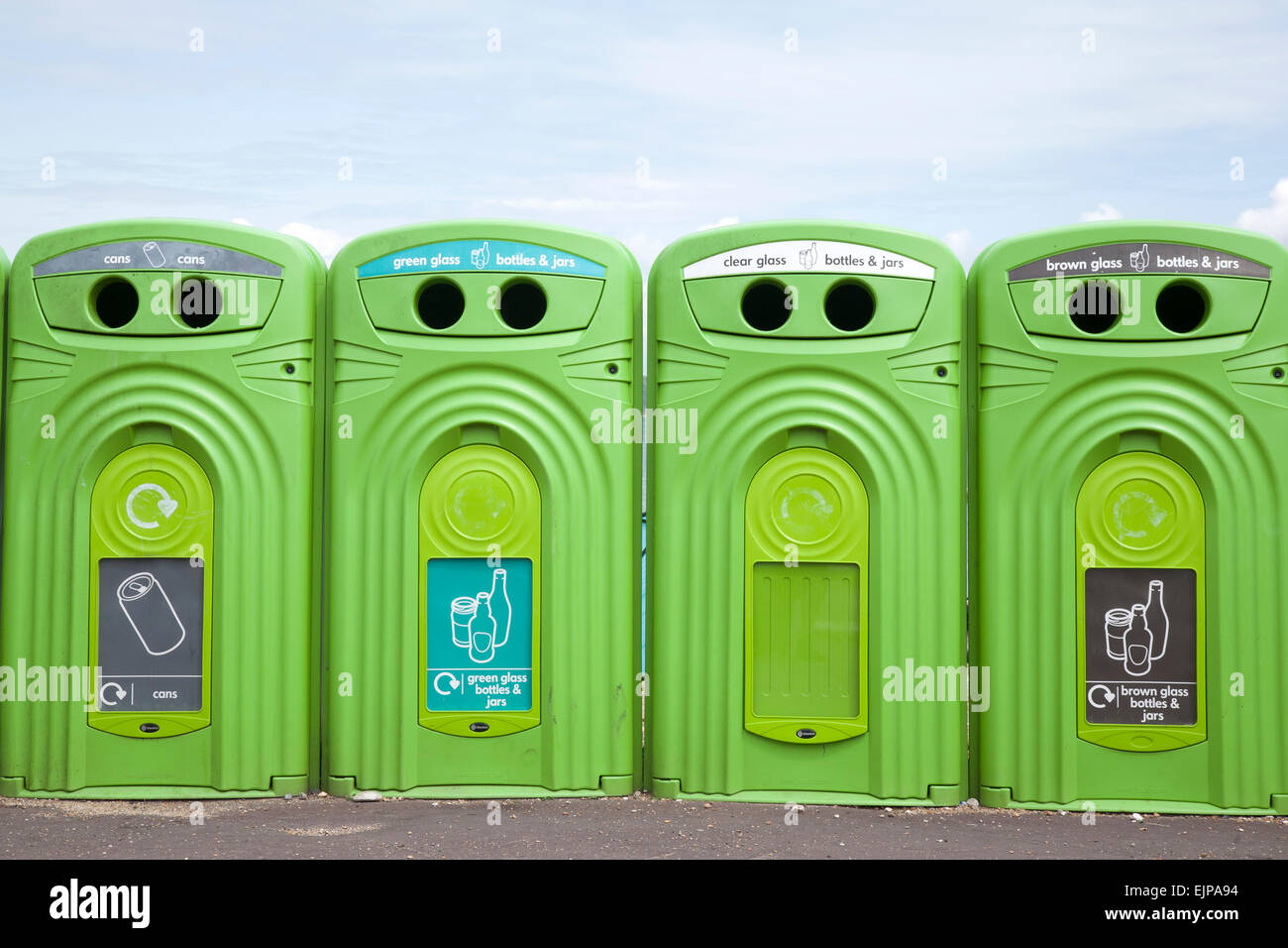 Green Recycling Containers, Weymouth, England, UK Stock Photo - Alamy
