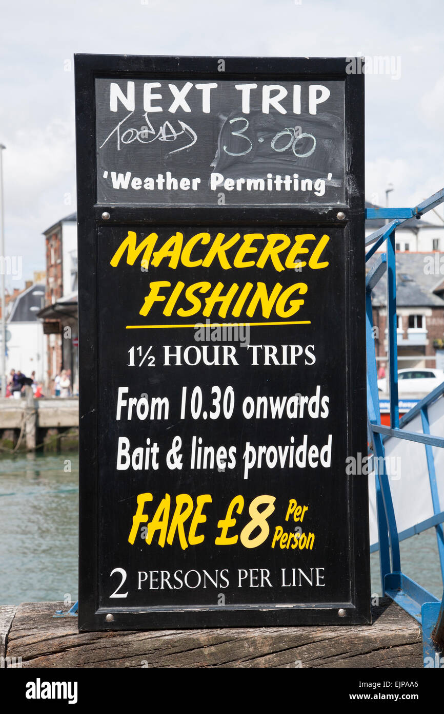Mackerel Fishing Sign, Weymouth, Dorset, England, UK Stock Photo - Alamy