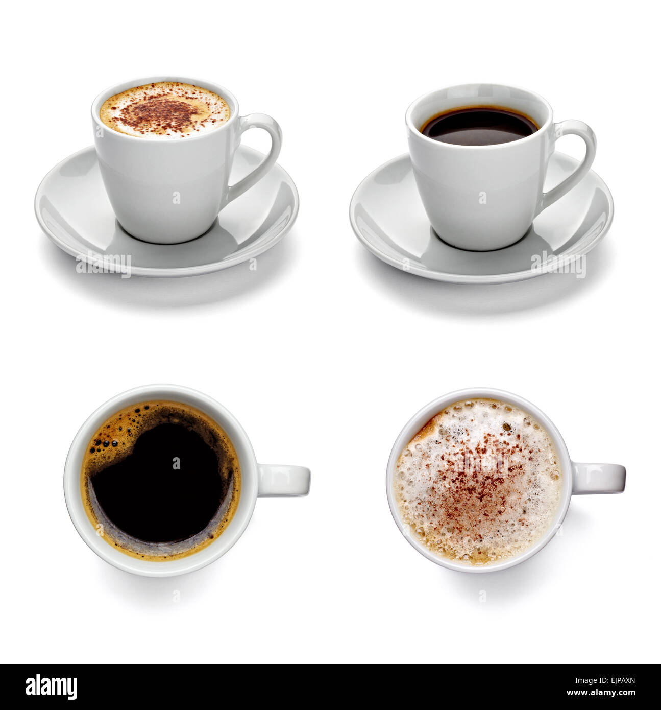 collection of various coffee cups on white background. each one is shot ...