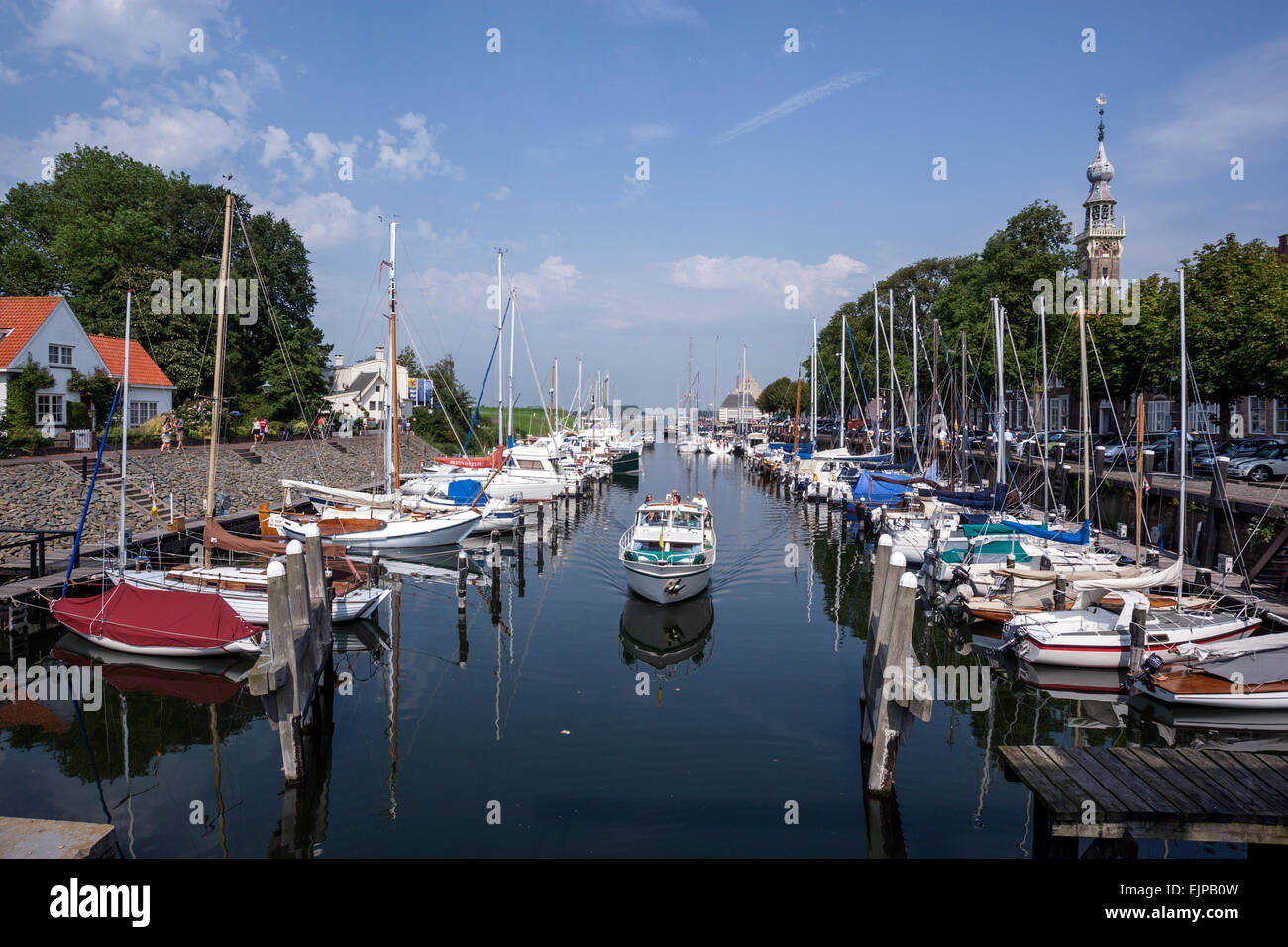 Boat sailing in Harbour of Veere Stock Photo - Alamy