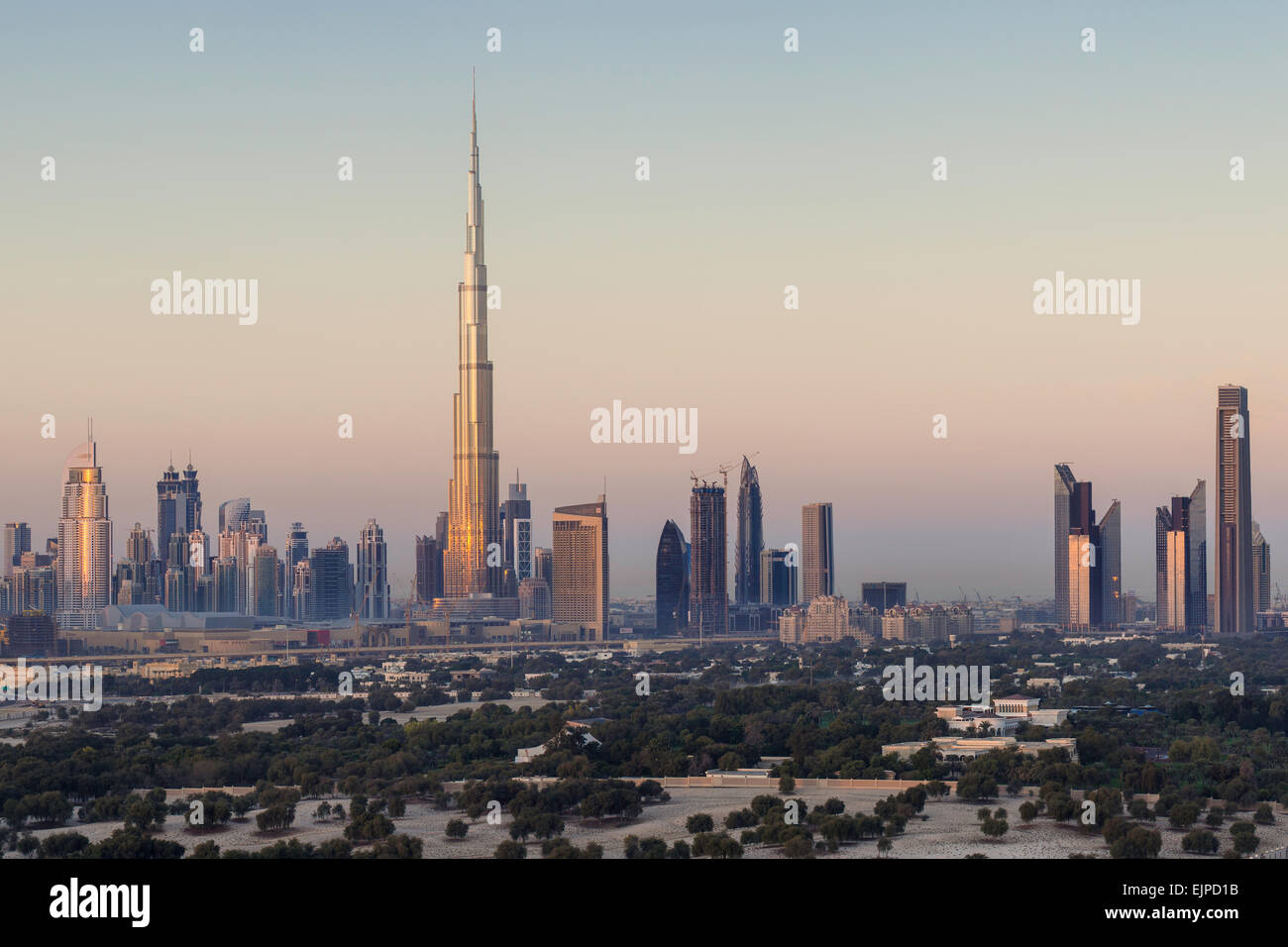 Dubai skyline, Burj Khalifa, modern architecture and skyscrapers Stock ...