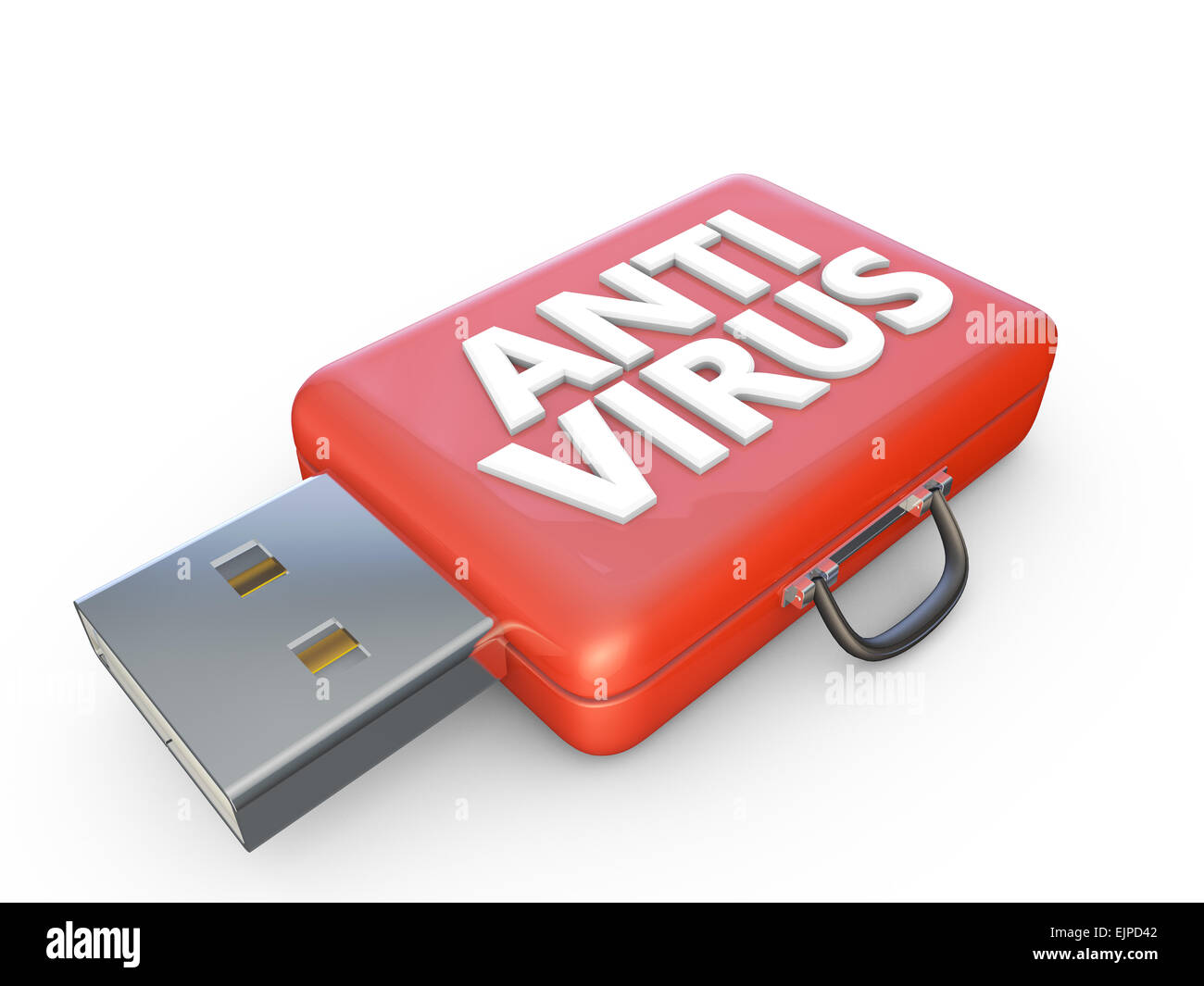 red suitcase labeled anti virus and usb connector Stock Photo - Alamy