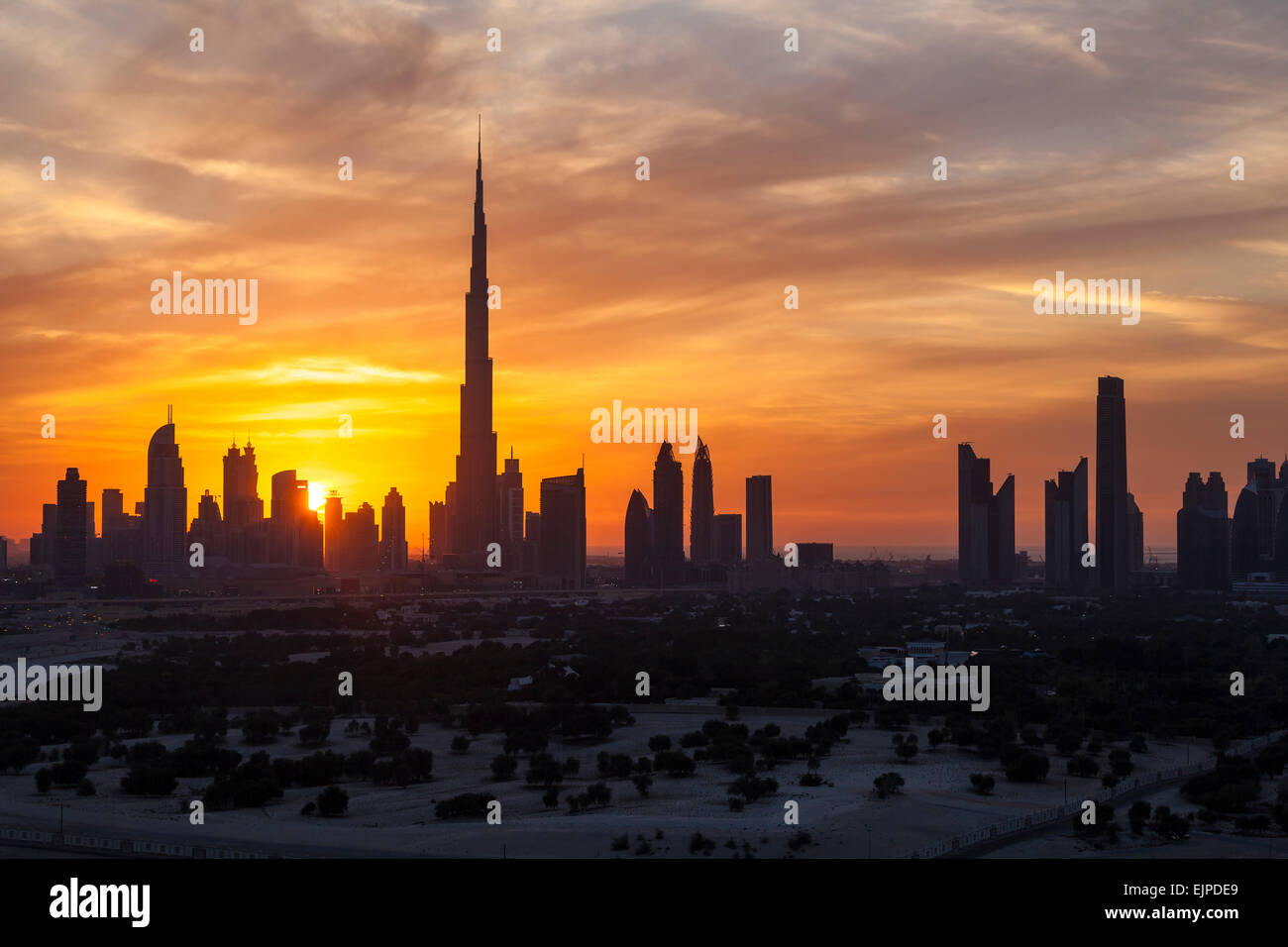 United Arab Emirates, Dubai, the Burj Khalifa and new skyline, modern ...