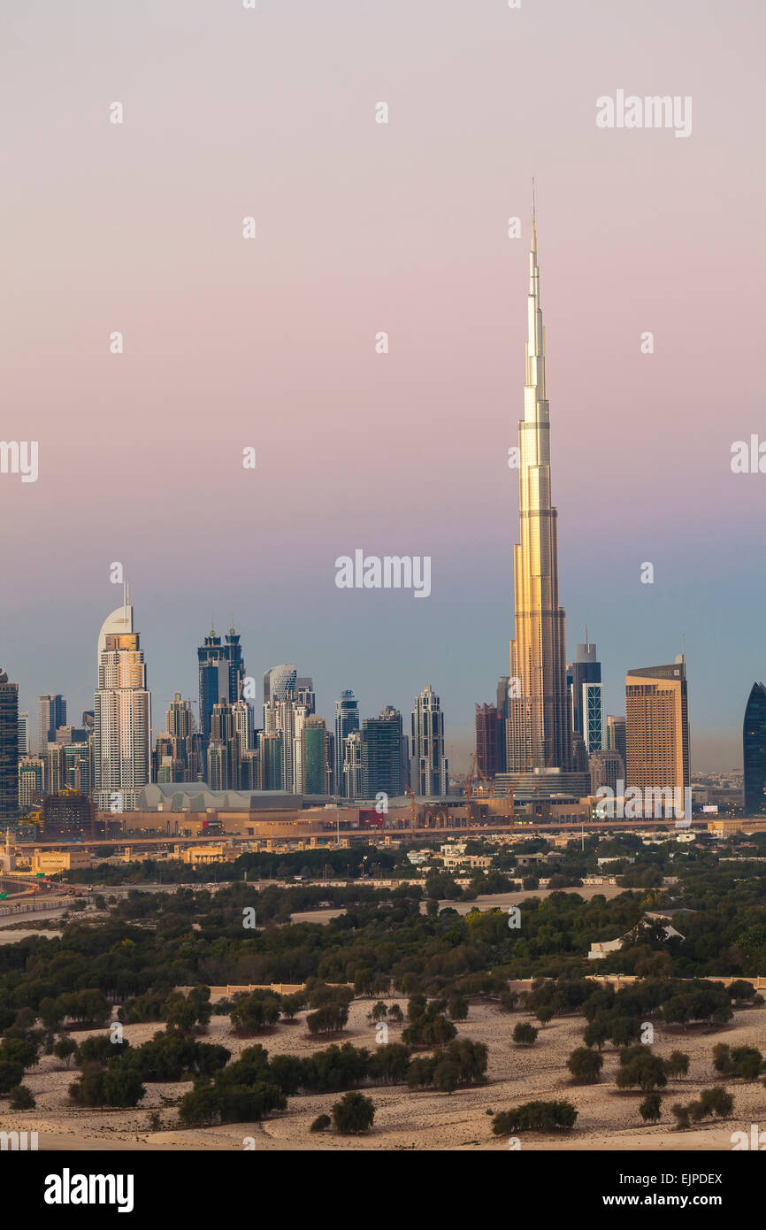 United Arab Emirates, the Burj Khalifa and new Dubai skyline, modern ...