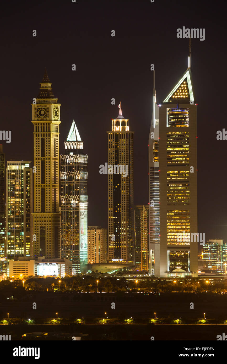 Dubai, UAE, new high rise buildings and traffic on Sheikh Zayed Rd ...
