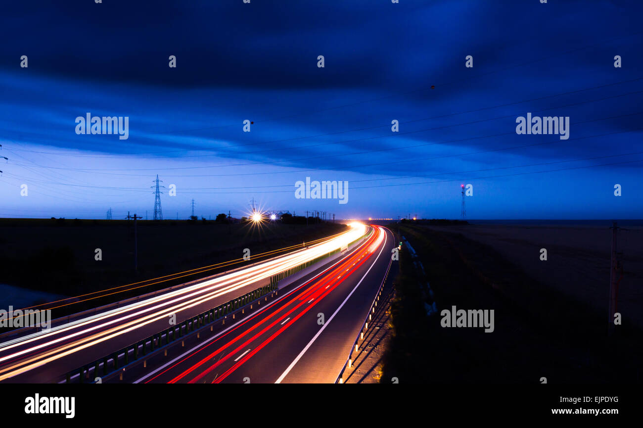 Car lights highway night hi-res stock photography and images - Alamy