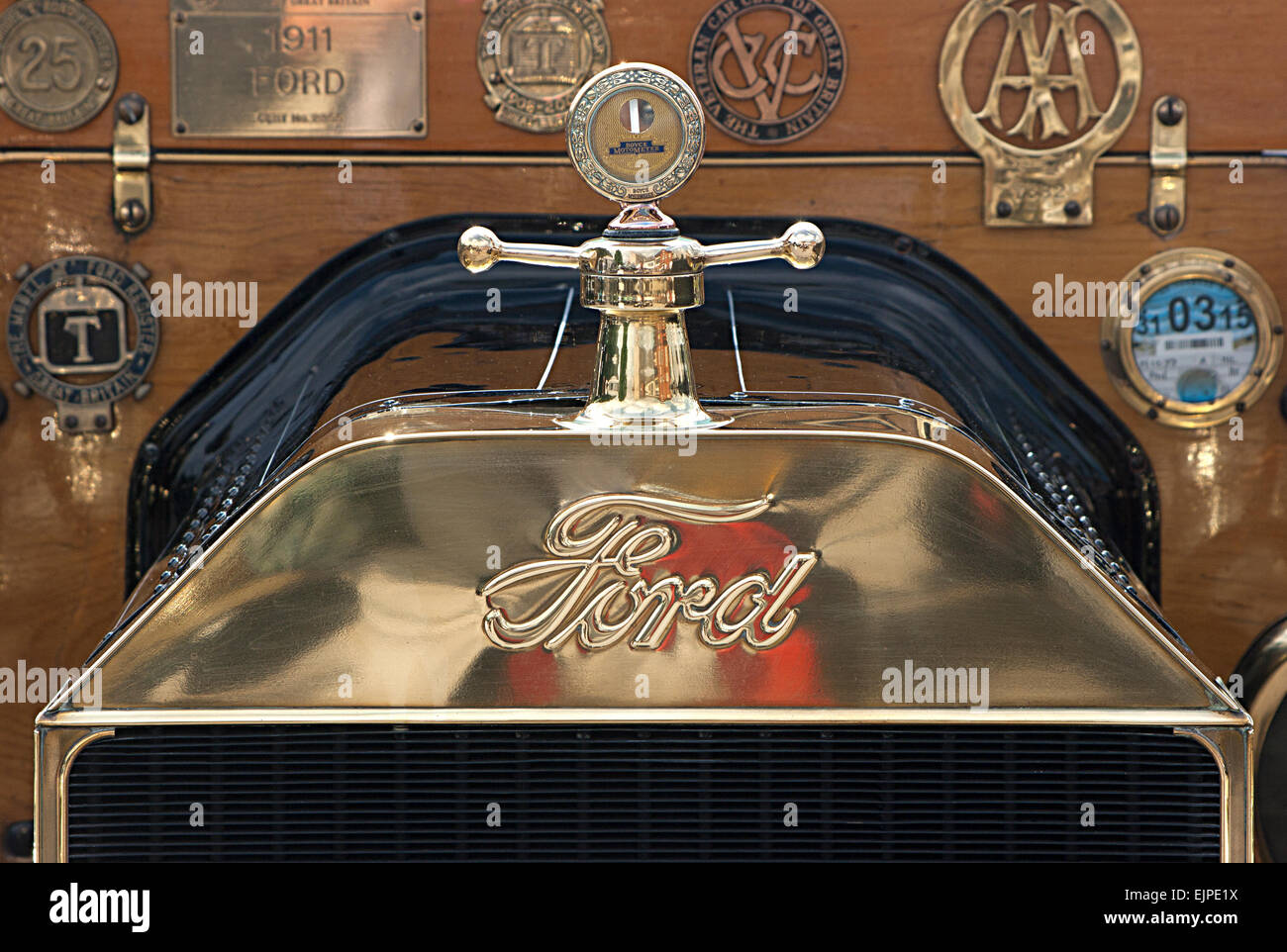 Close-up detail of radiator and water temperature gauge (Boyce ...