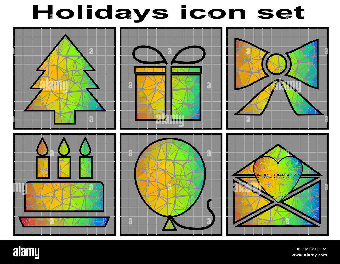 holidays icon set. Vector set of 6 multicolor icon Stock Photo - Alamy