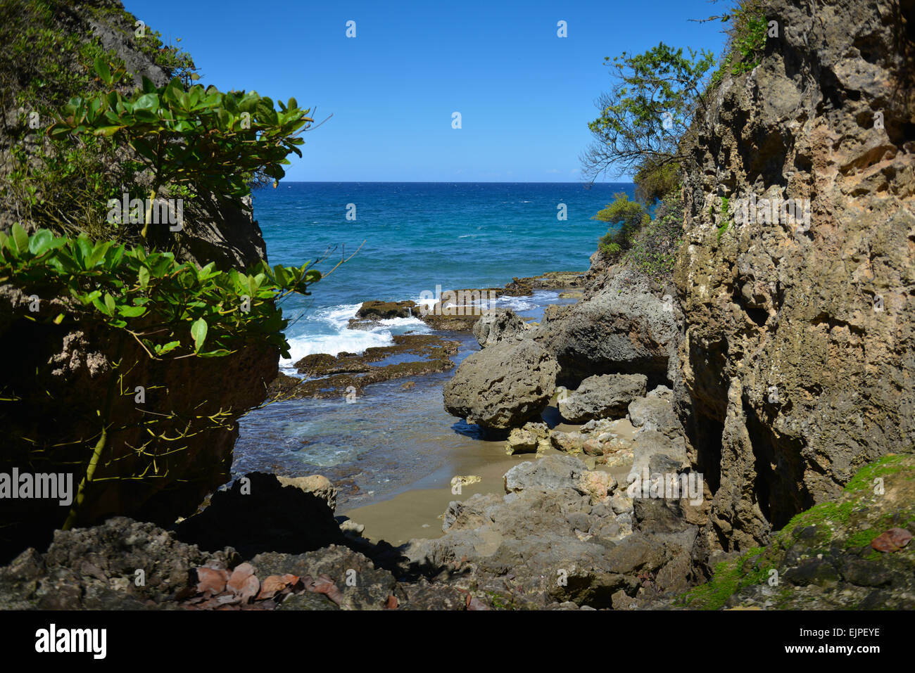 Rock formation by the ocean at Guajataca. Isabela, Puerto Rico. US ...