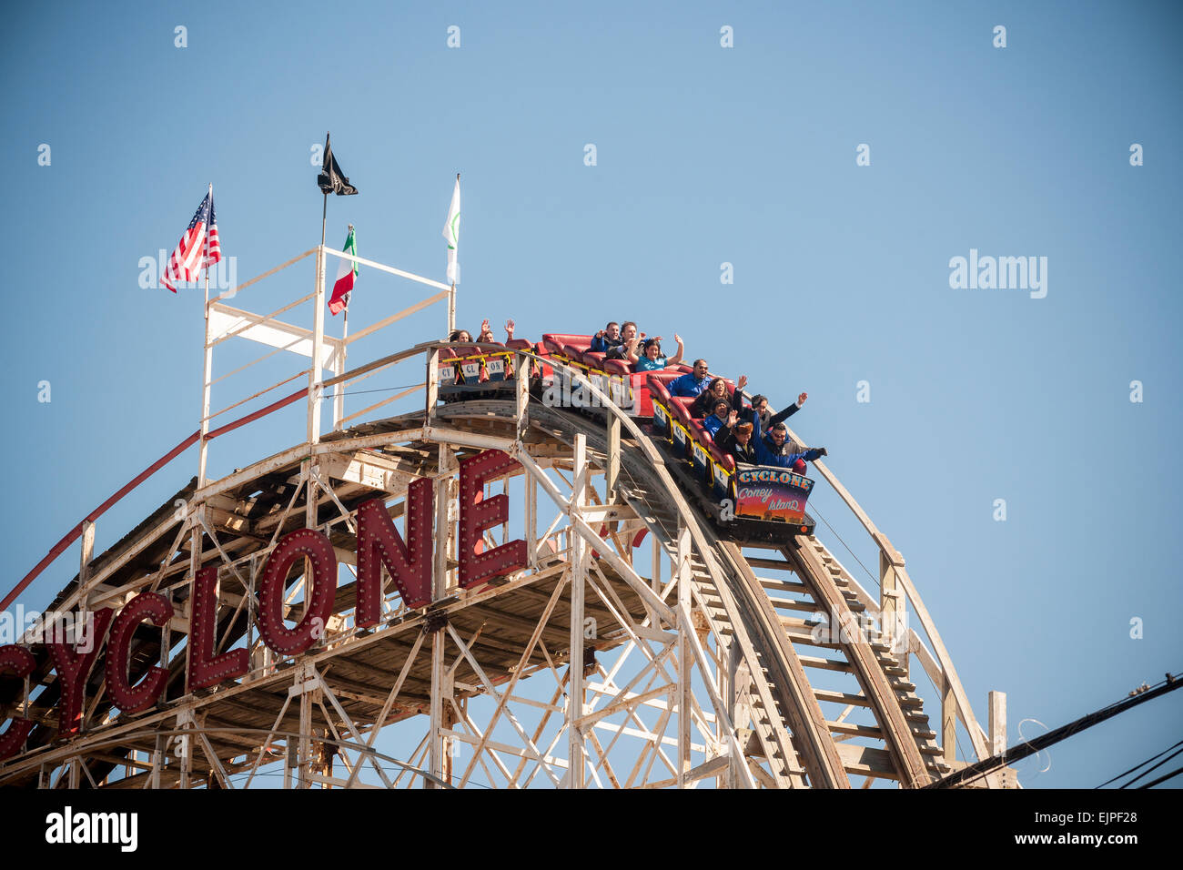 Opening day of the Cyclone roller coaster in Coney Island in New York ...