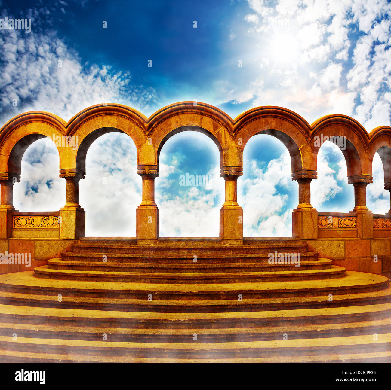 Stairway to heaven in bright sky Stock Photo - Alamy