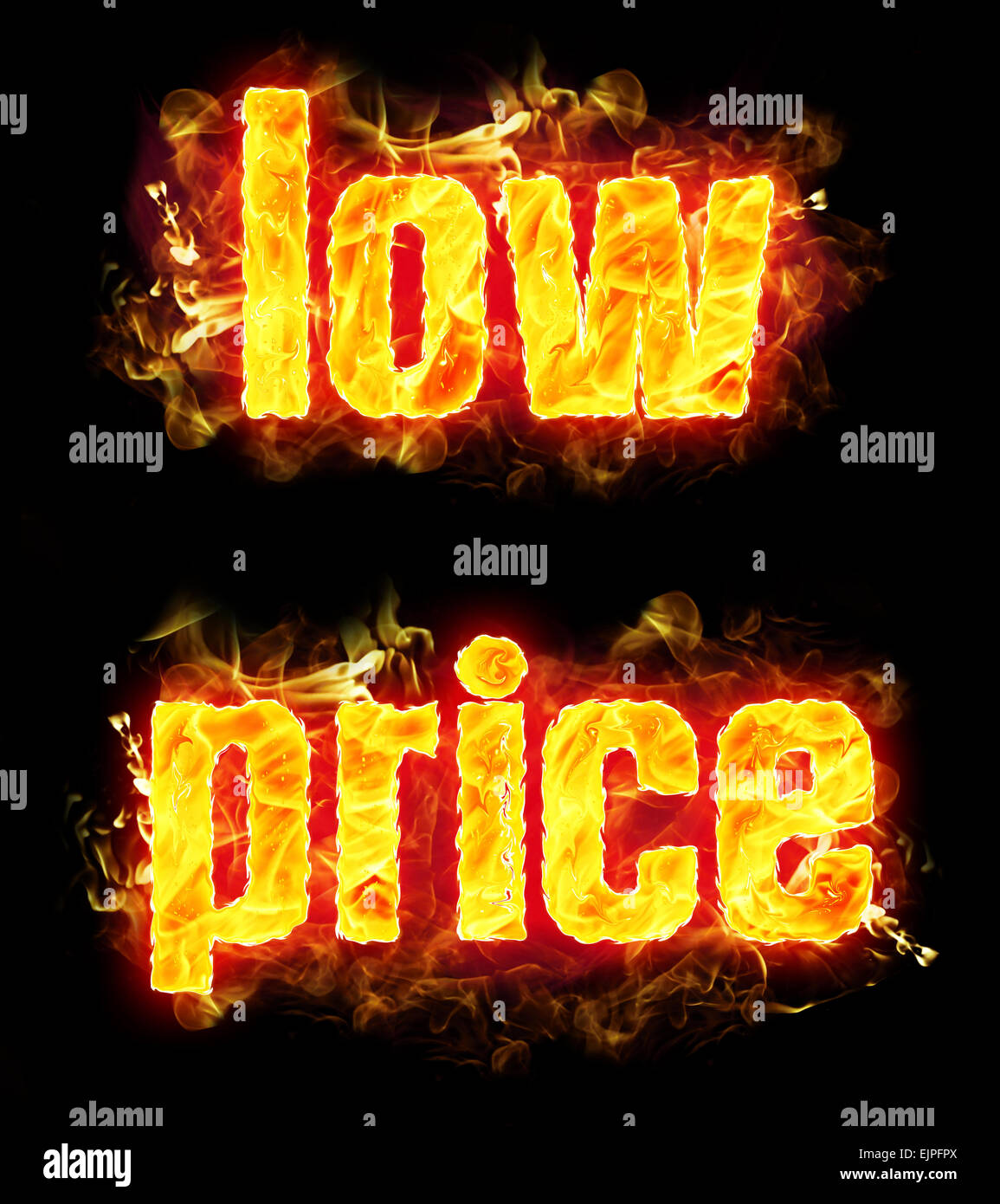 Fire low price text badge with burning flames Stock Photo - Alamy