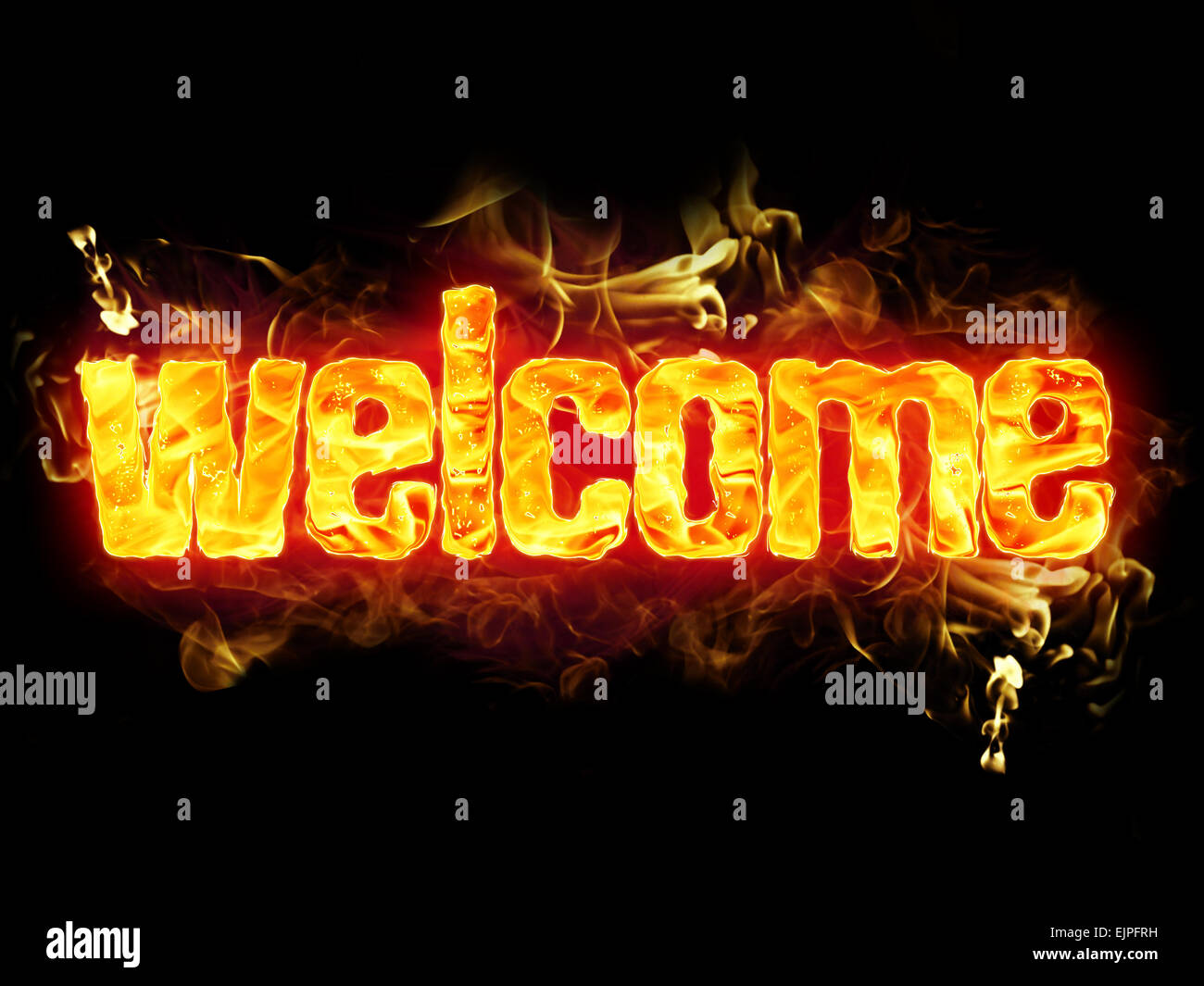 Fire welcome word with burning flames Stock Photo: 80400645 - Alamy