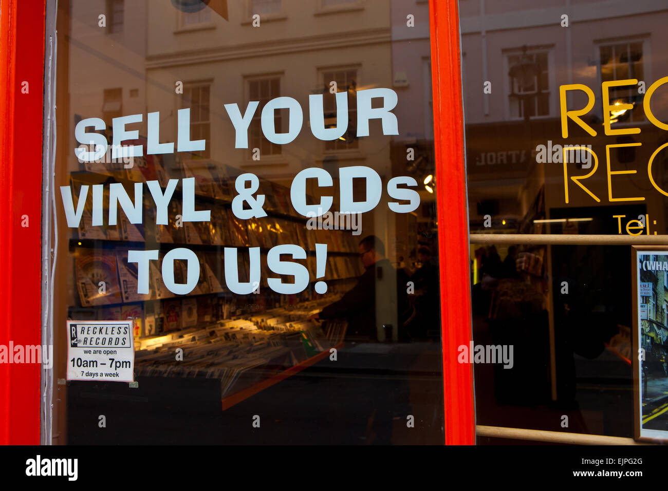 Reckelss Records shop window Stock Photo - Alamy