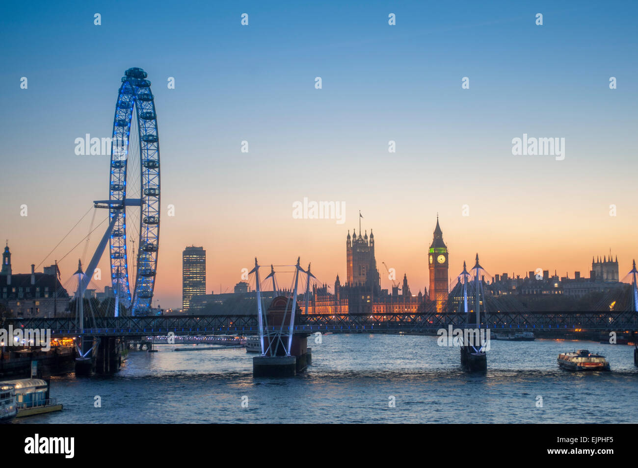 View over the River Thames (looking west) from Waterloo Bridge in ...