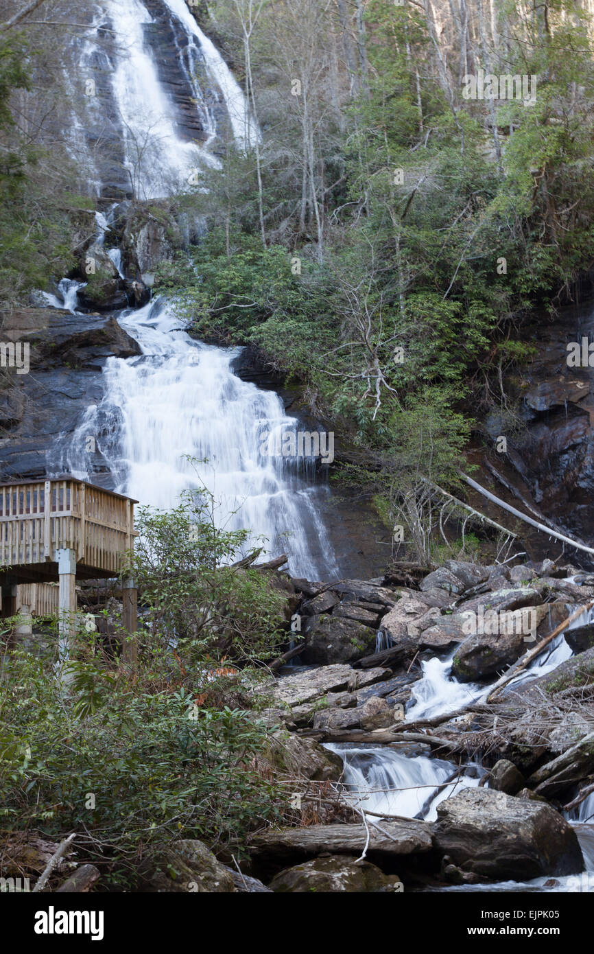 Waterfall in woods Stock Photo - Alamy
