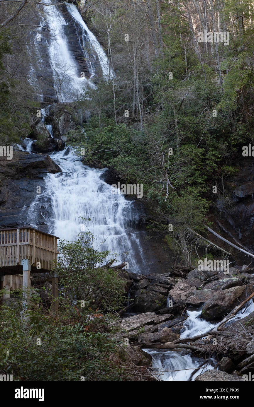 Waterfall in woods Stock Photo - Alamy