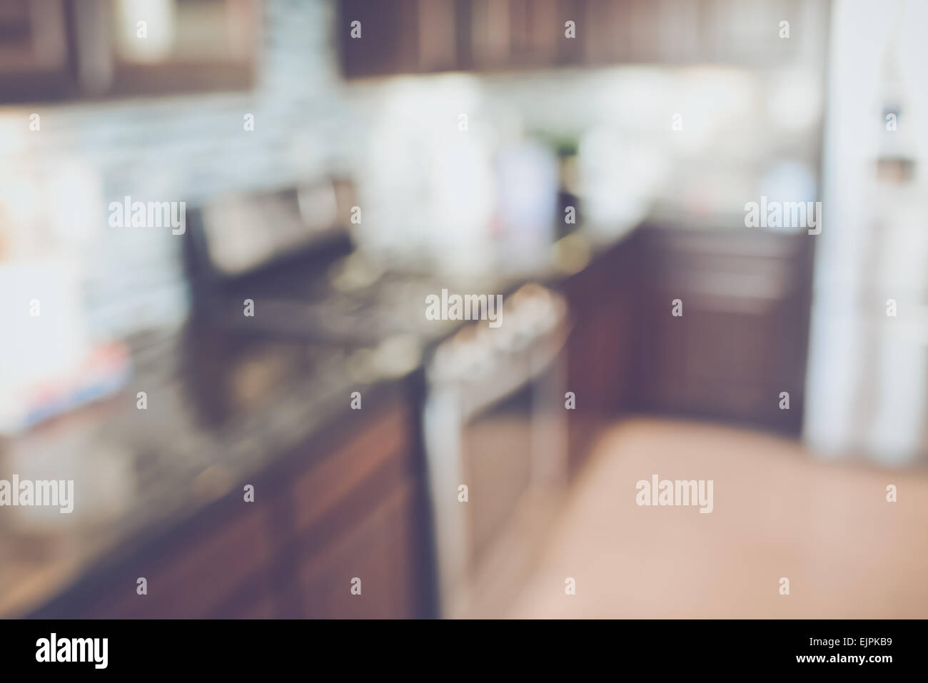 Blurred Kitchen with Retro Instagram Style Filter Stock Photo - Alamy