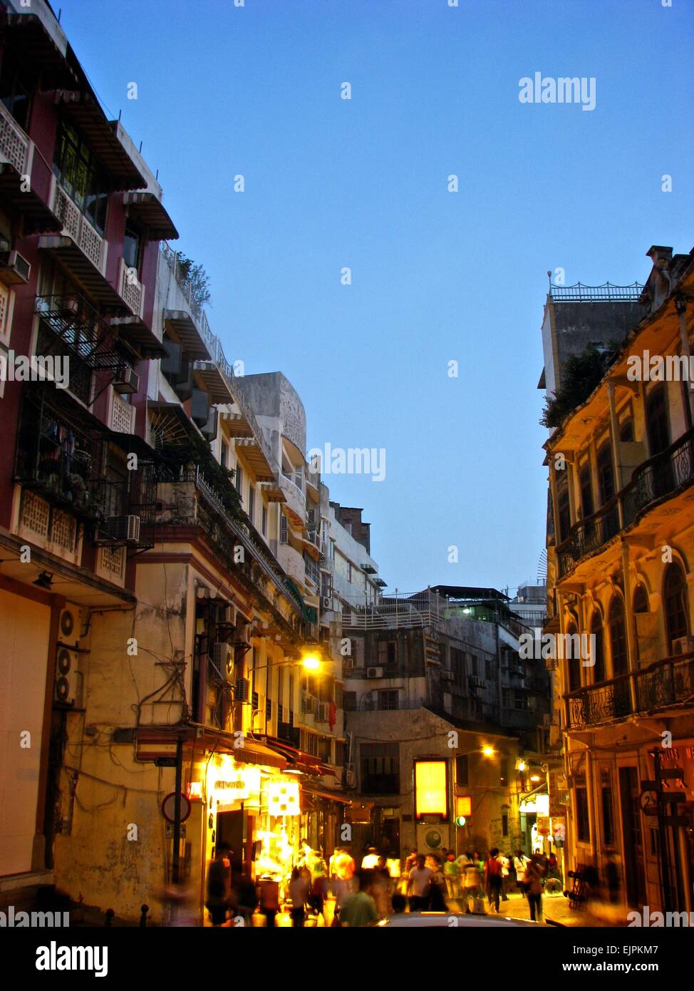 Macau street scene at night Stock Photo - Alamy