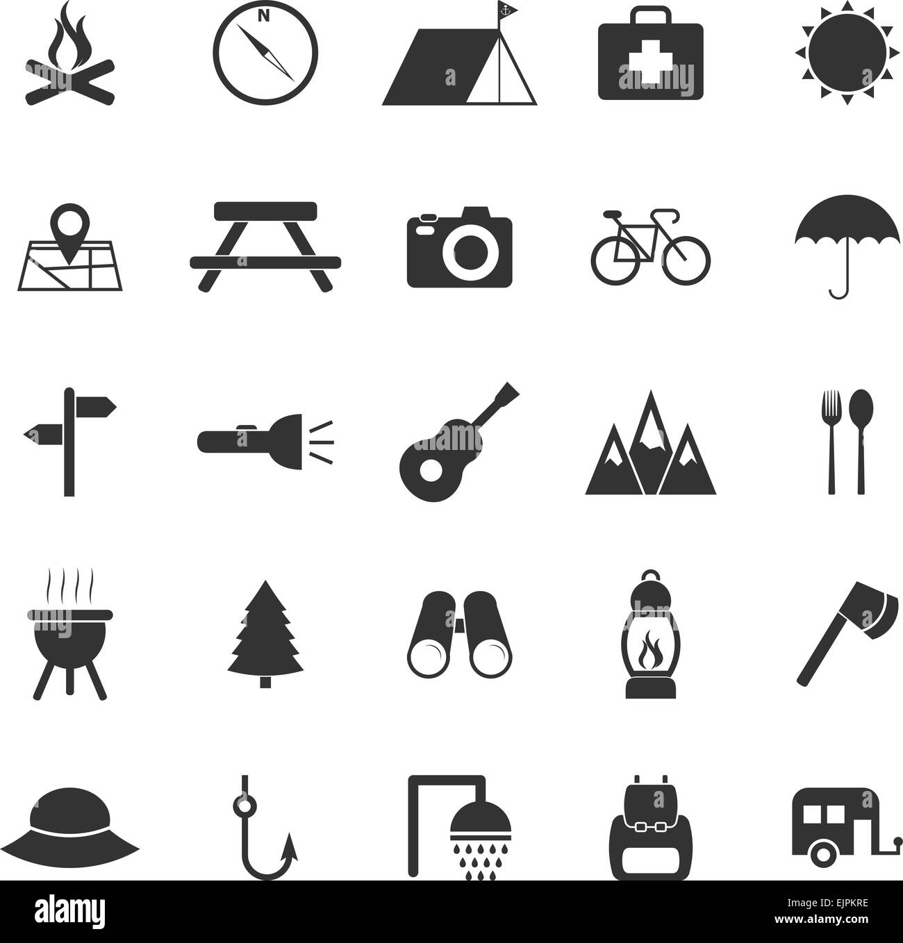 Camping icons on white background, stock vector Stock Vector Image ...