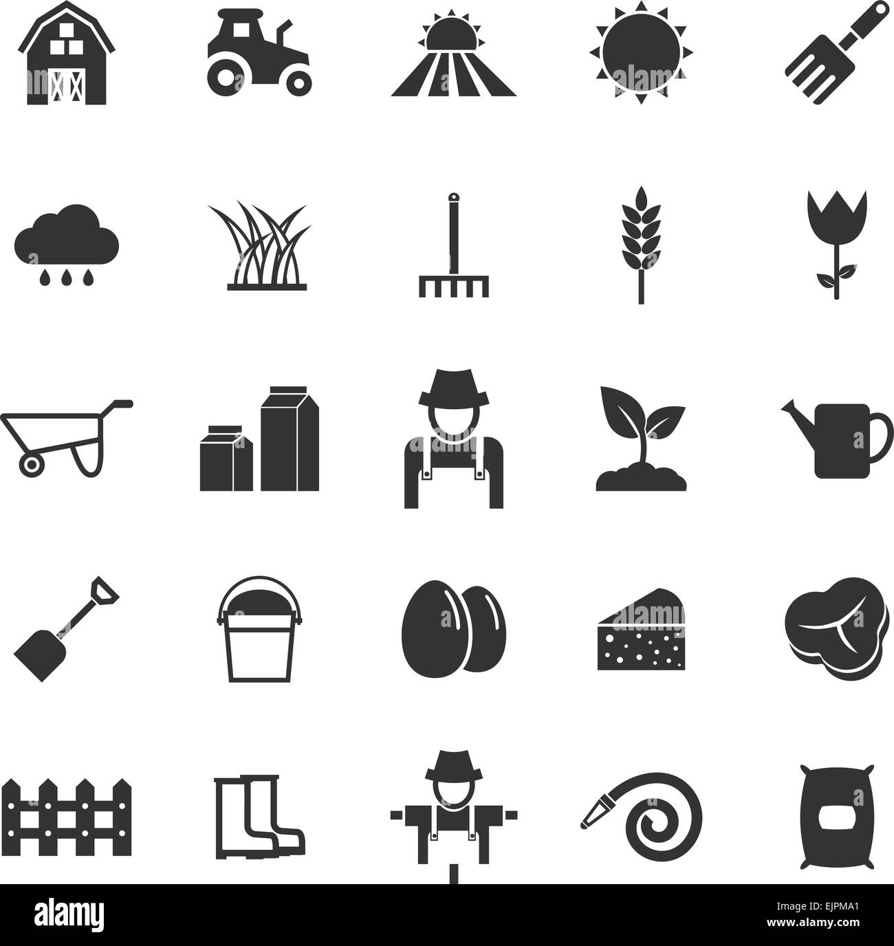 Farming icons on white background, stock vector Stock Vector Image ...