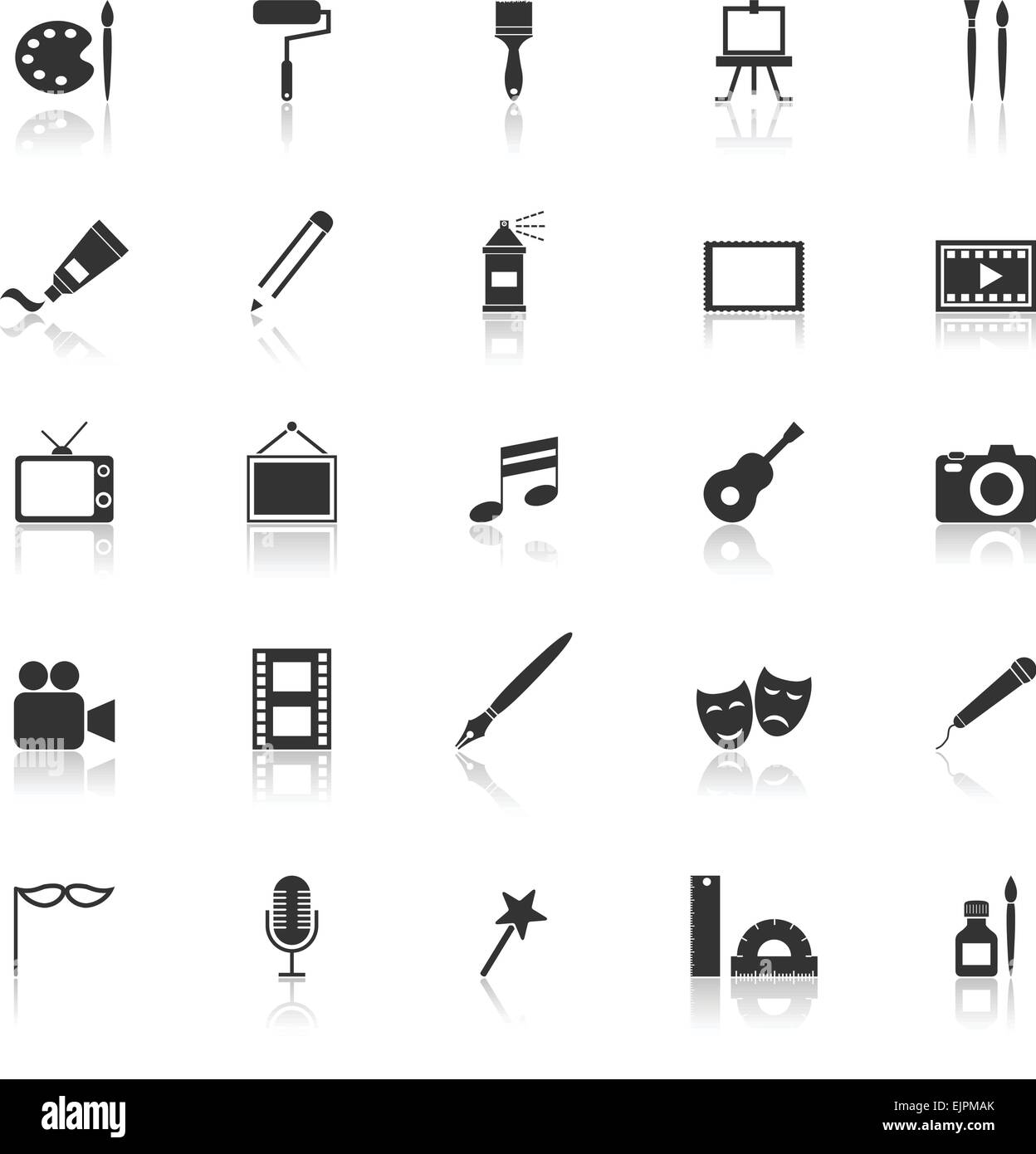 Art icons with reflect on white background, stock vector Stock Vector ...