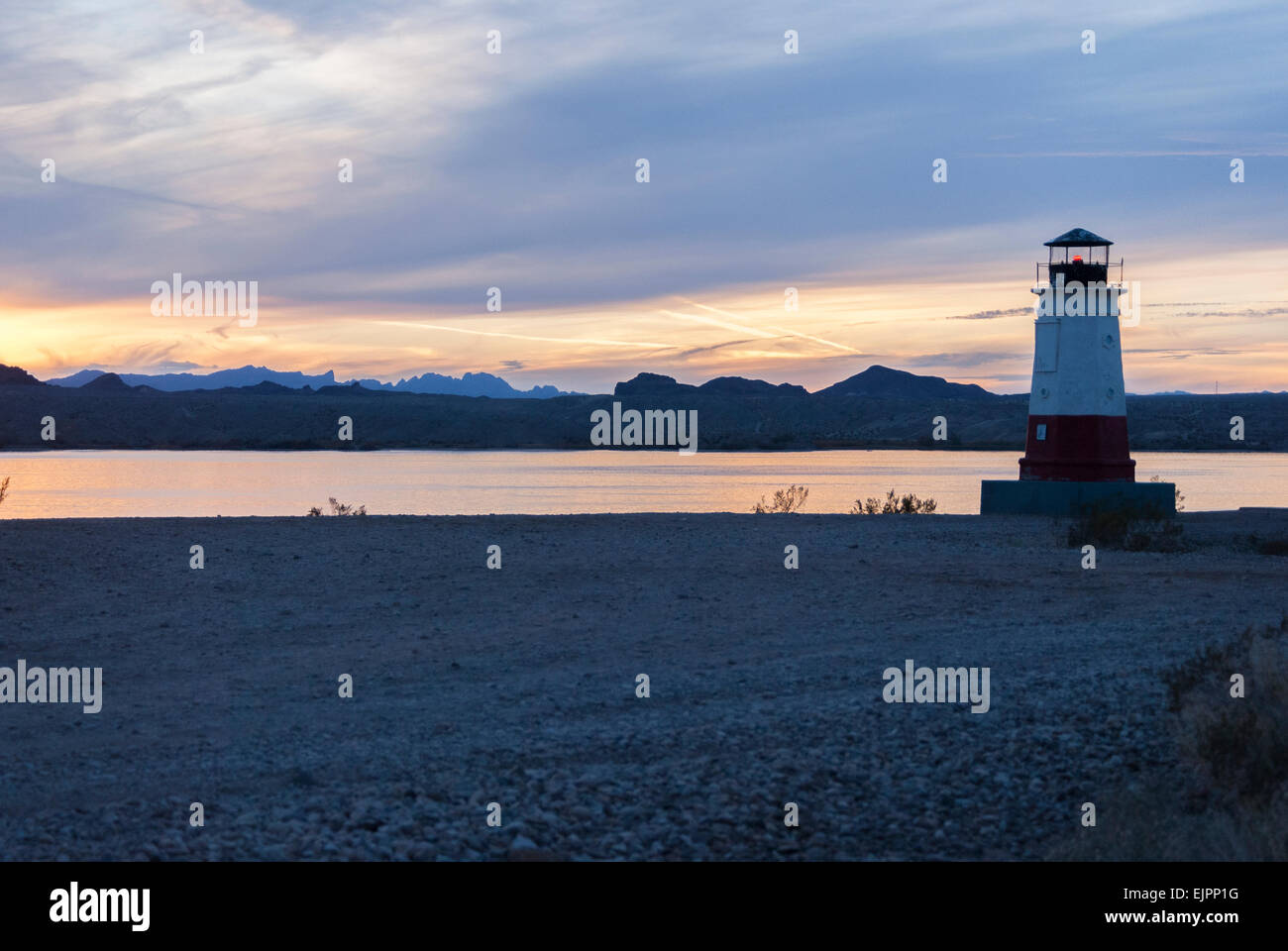 Lighthouse at Sunset Lake Havasu City Arizona Stock Photo - Alamy