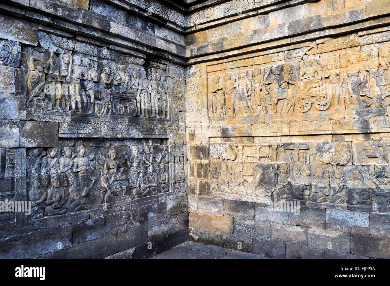 Murals in Borobudur Temple on Java island Stock Photo - Alamy