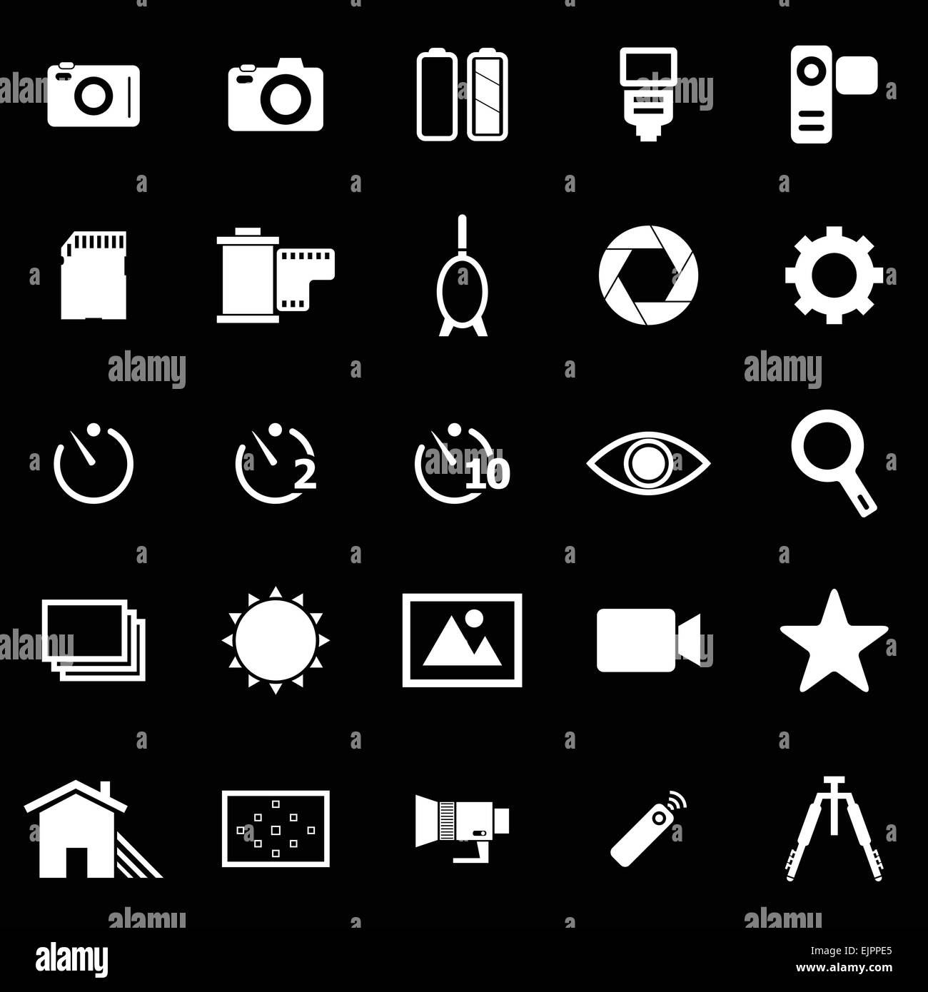 Camera icons on black background, stock vector Stock Vector Image & Art ...