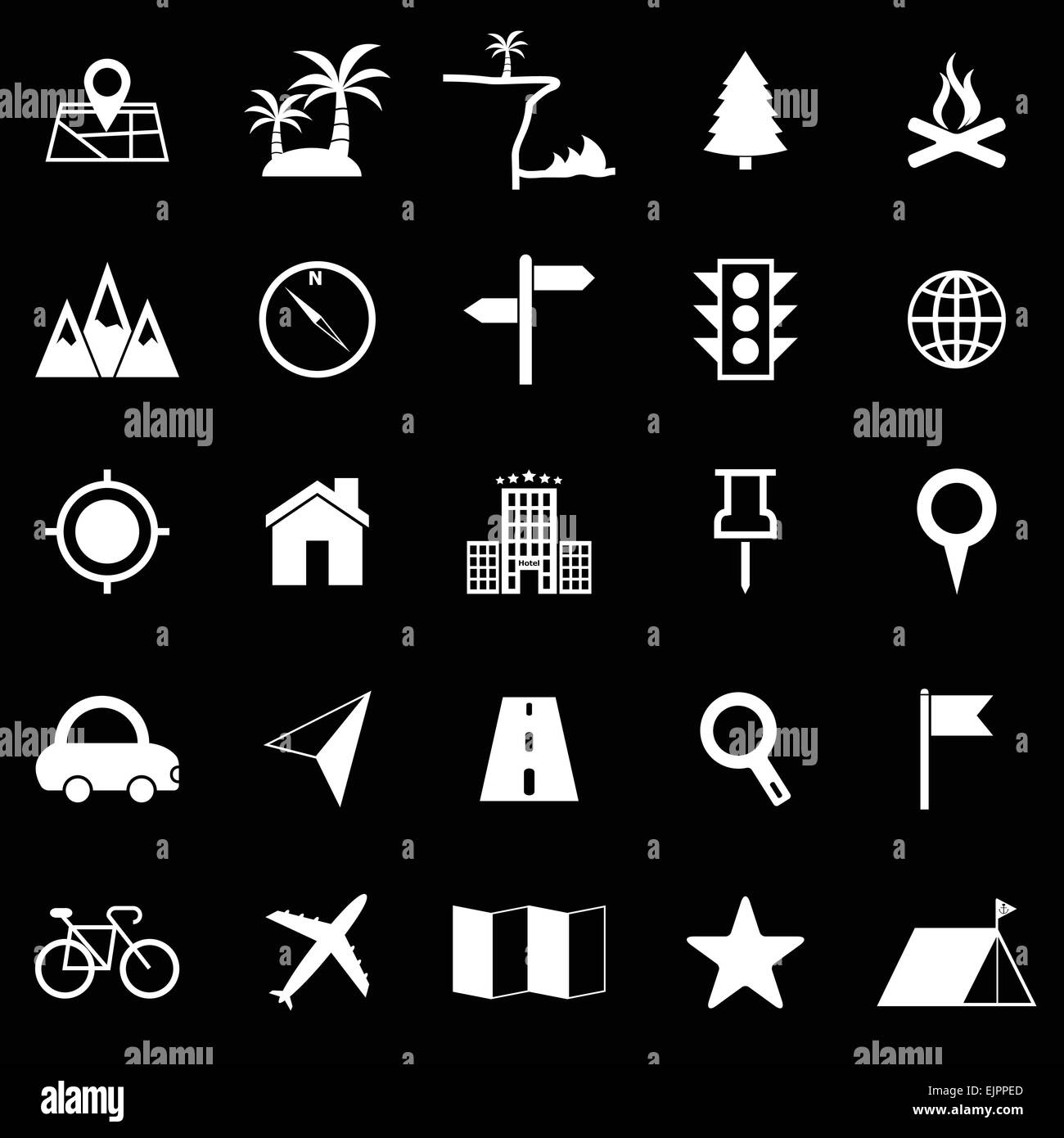 Location icons on black background, stock vector Stock Vector Image ...