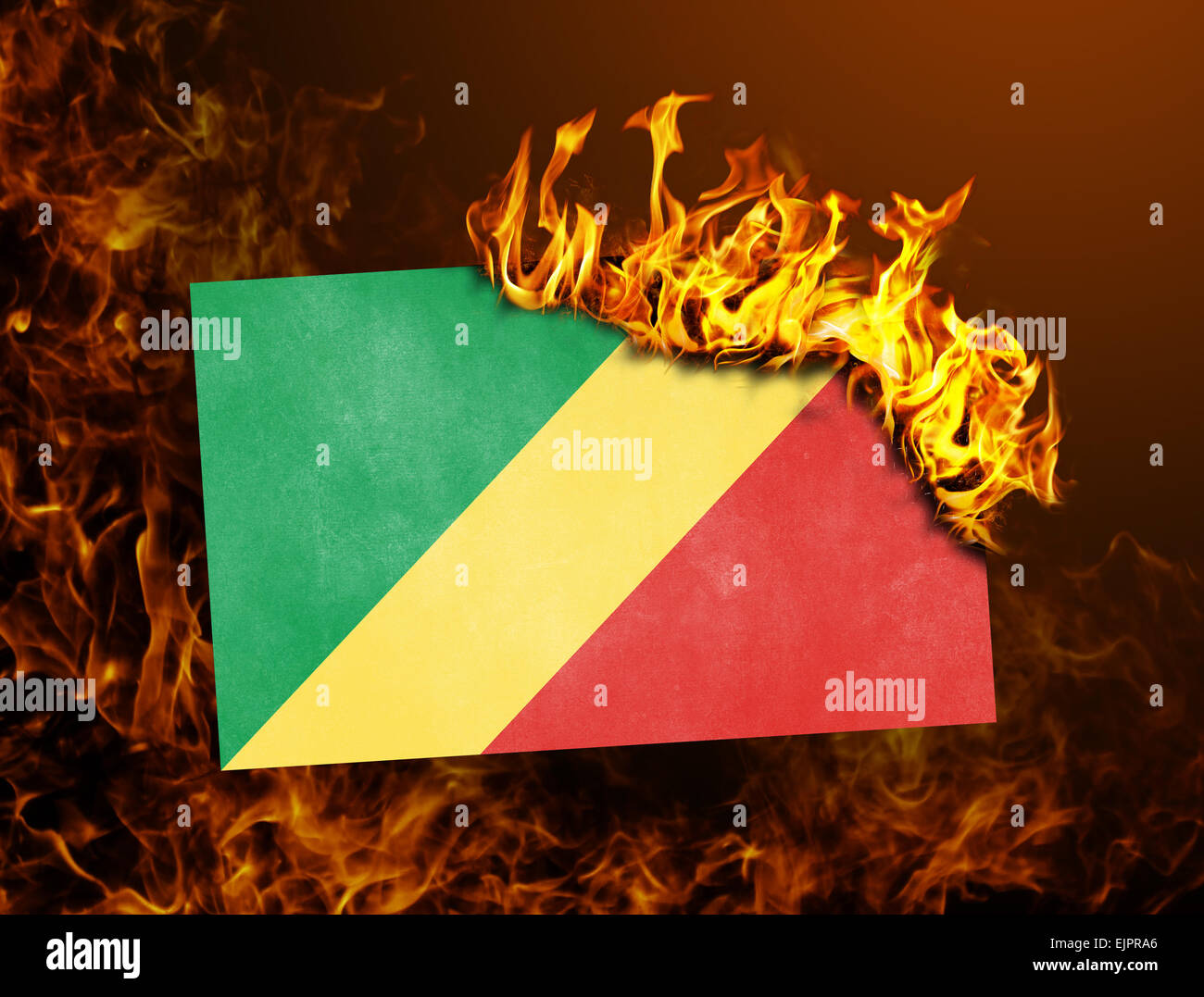 Flag burning - concept of war or crisis - Congo Stock Photo - Alamy