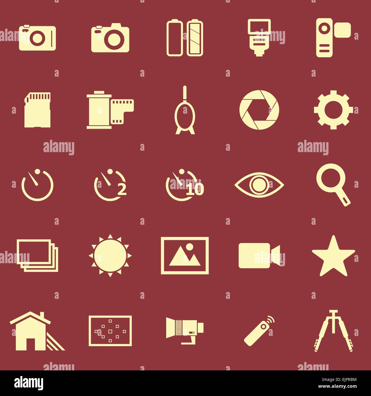 Camera color icons on red background, stock vector Stock Vector Image ...
