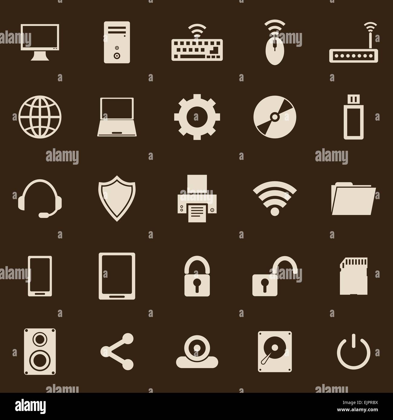 Computer color icons on brown background, stock vector Stock Vector ...