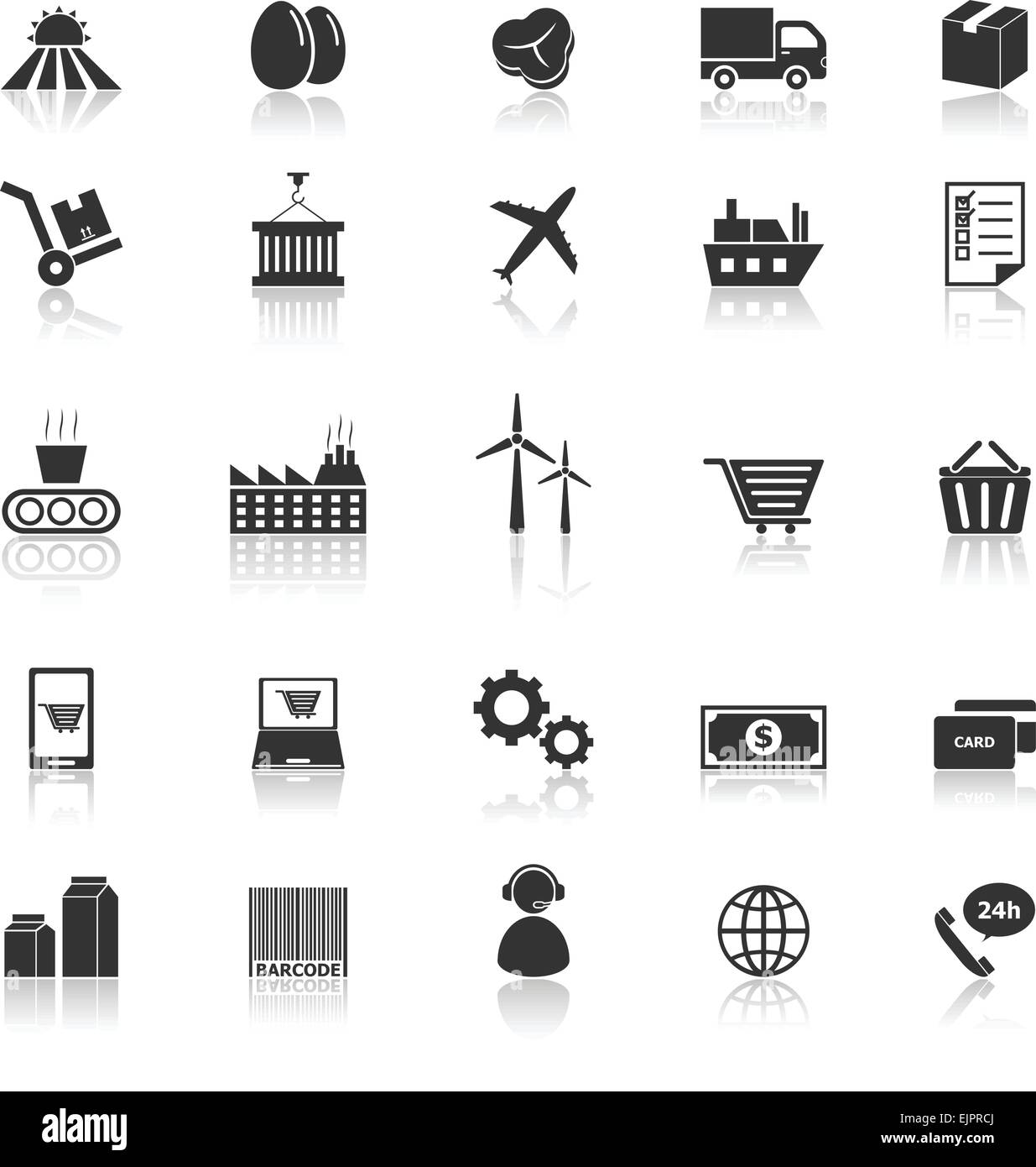 Supply chain icons with reflect on white background, stock vector Stock ... Supply chain icons with reflect on white background, stock vector Stock ...