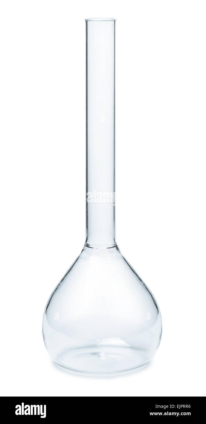 glass laboratory flask on a white background isolated Stock Photo - Alamy