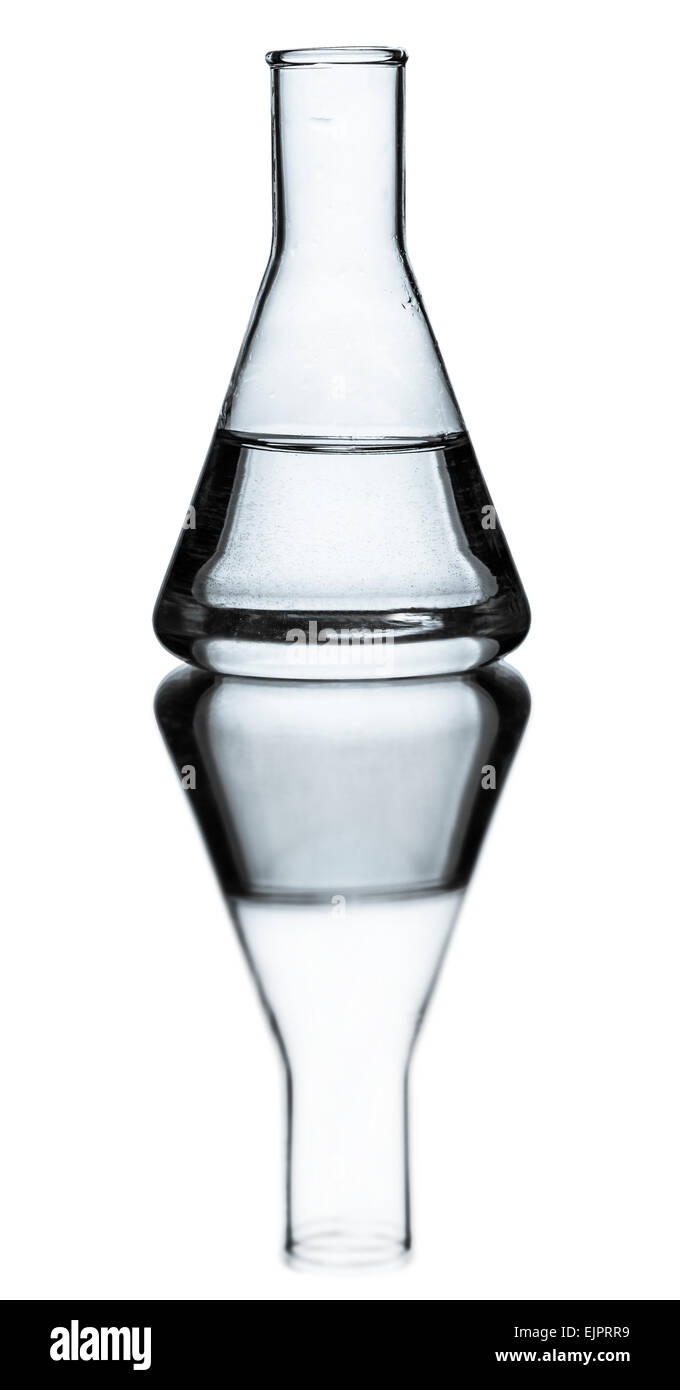 glass flask with liquid on a white background isolated Stock Photo - Alamy