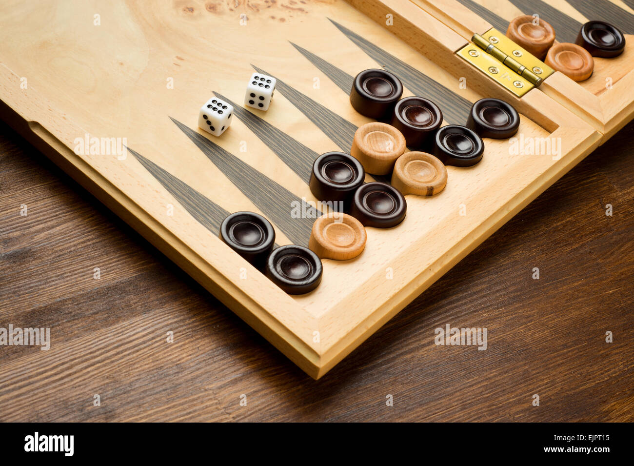 Backgammon set with dice Stock Photo - Alamy