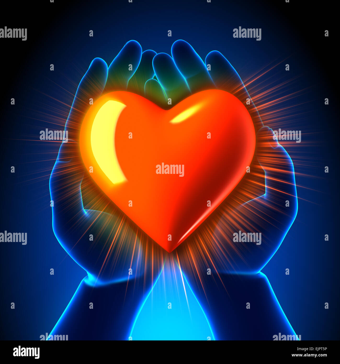 Heart in Hands - Glowing Stock Photo - Alamy