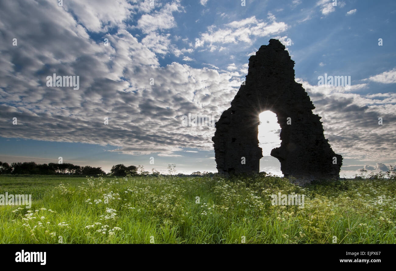 View of church ruins, Midley Church, Romney Marsh, Kent, England, May ...