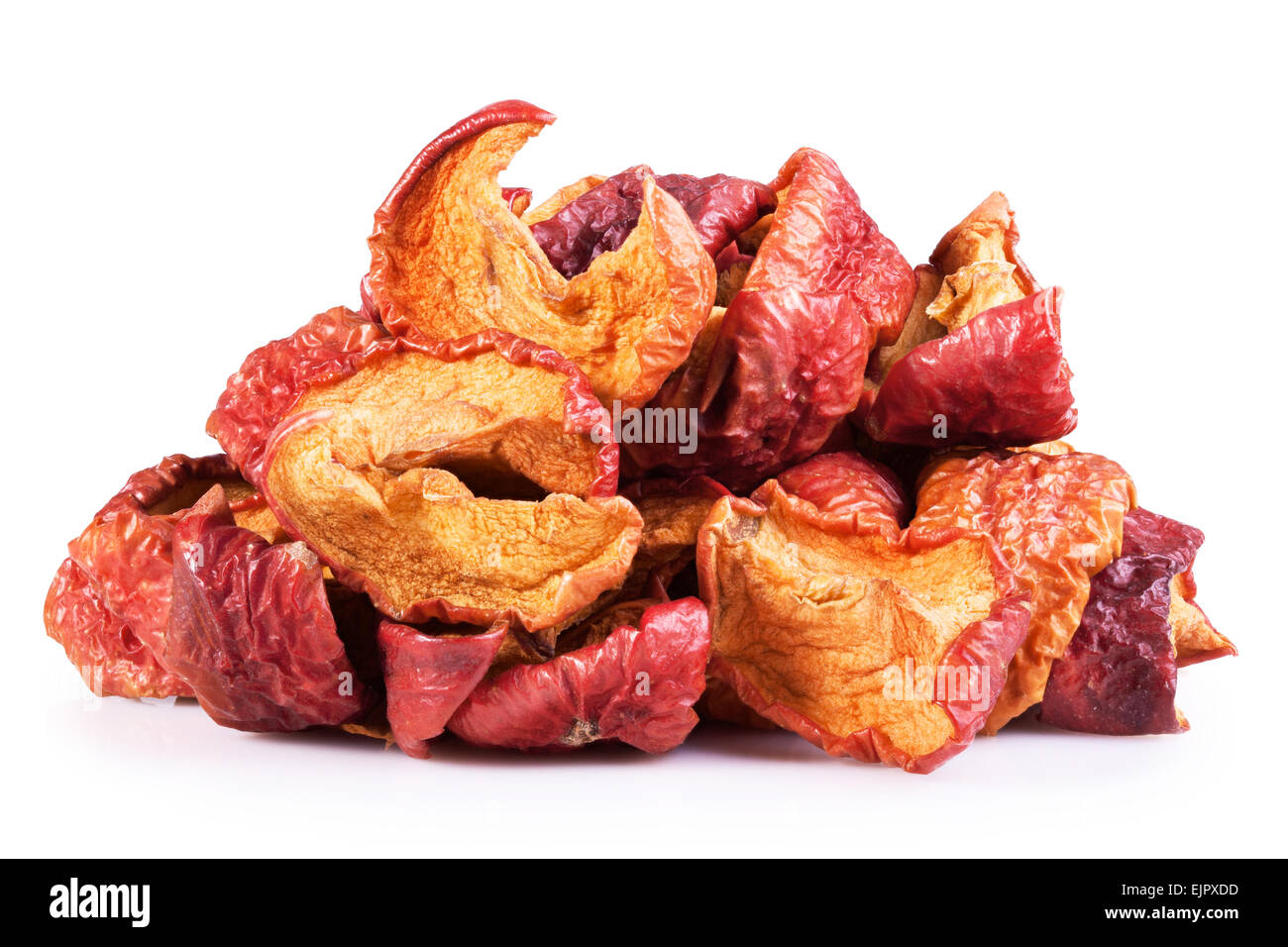 Dried red apples isolated on white background Stock Photo - Alamy