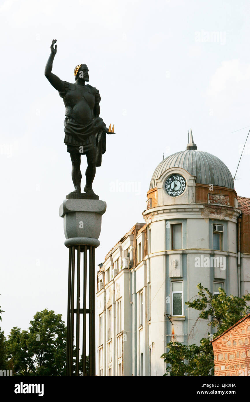 The statue of Philip Makedonski on the Dzhumajata Square in Plovdiv in ...
