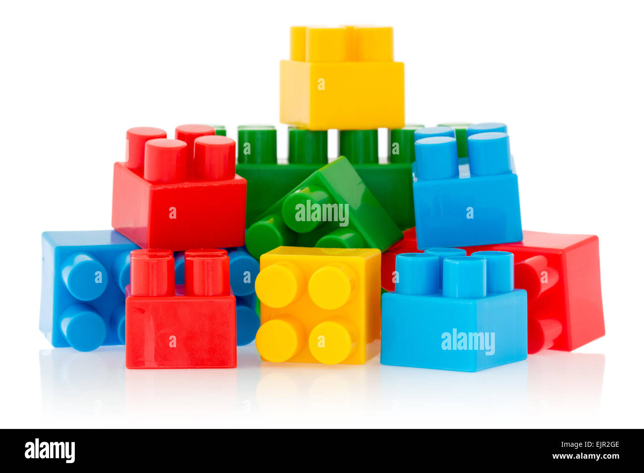 Bright color building blocks isolated on white background Stock Photo ...