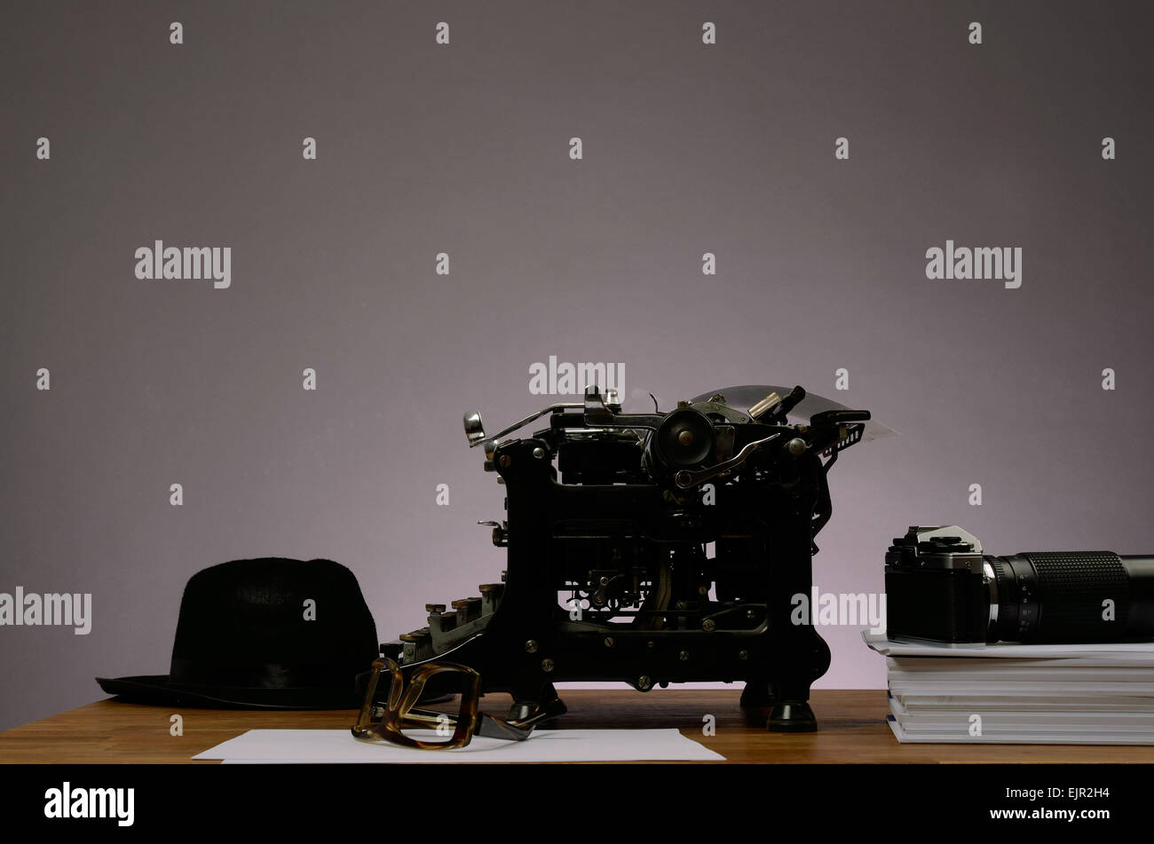 Old typewriter on a vintage office table Stock Photo - Alamy