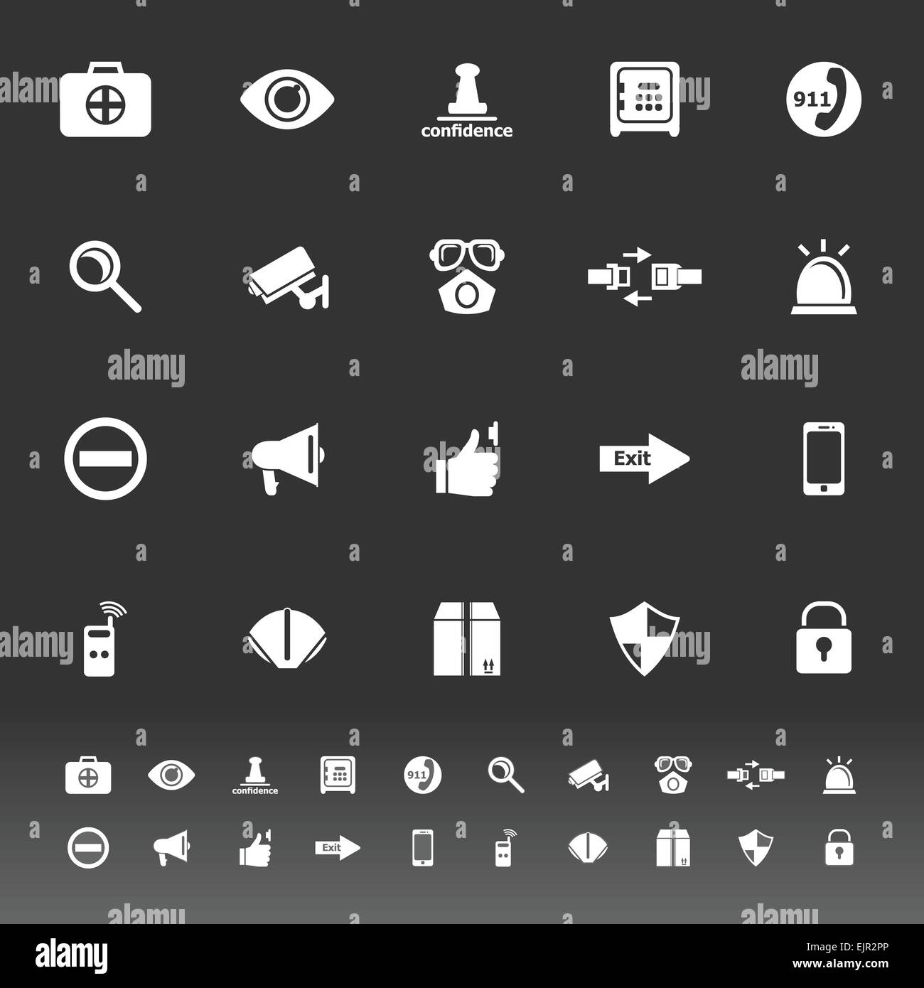 Security icons on gray background, stock vector Stock Vector Image ...