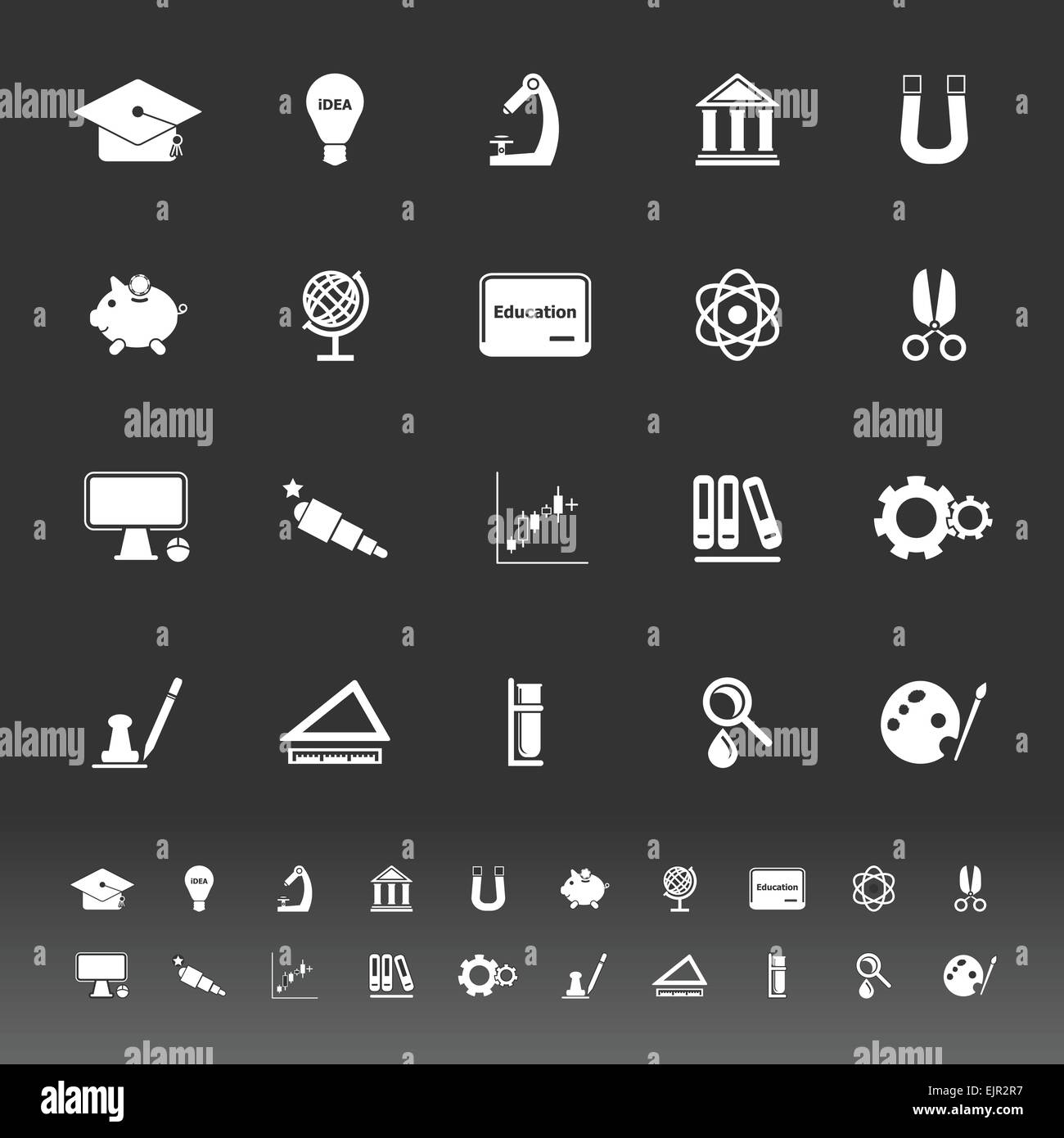 Education icons on gray background, stock vector Stock Vector Image ...