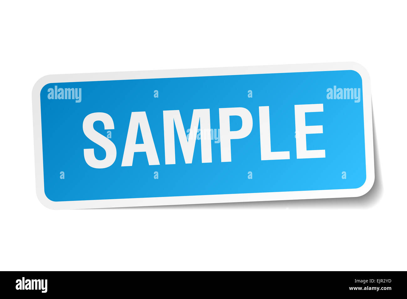 sample blue square sticker isolated on white Stock Photo - Alamy