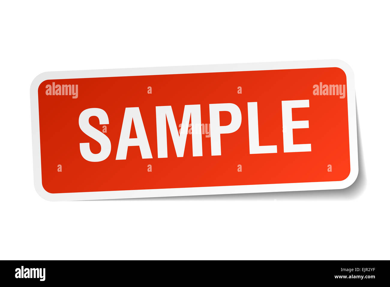 sample red square sticker isolated on white Stock Photo - Alamy