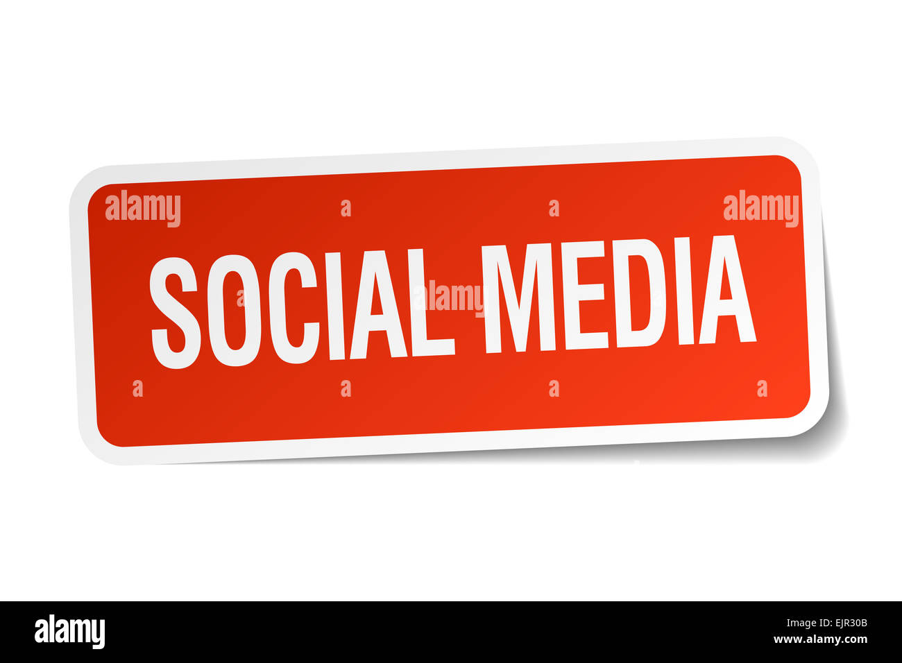 social media red square sticker isolated on white Stock Photo - Alamy