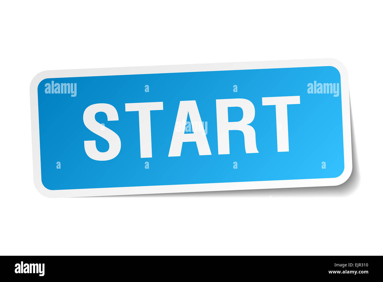 start blue square sticker isolated on white Stock Photo - Alamy