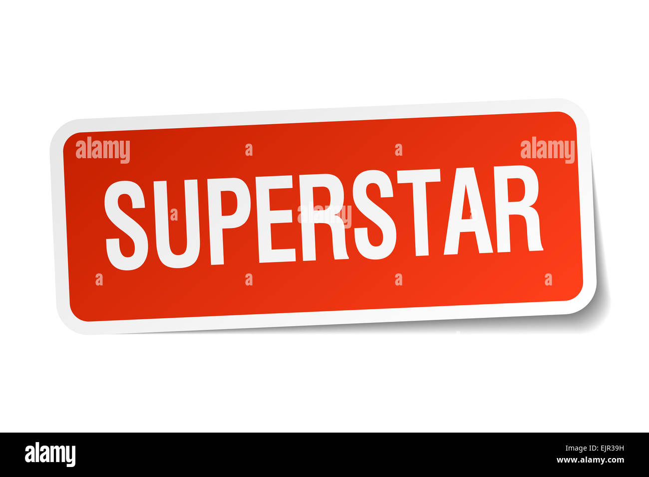 superstar red square sticker isolated on white Stock Photo - Alamy